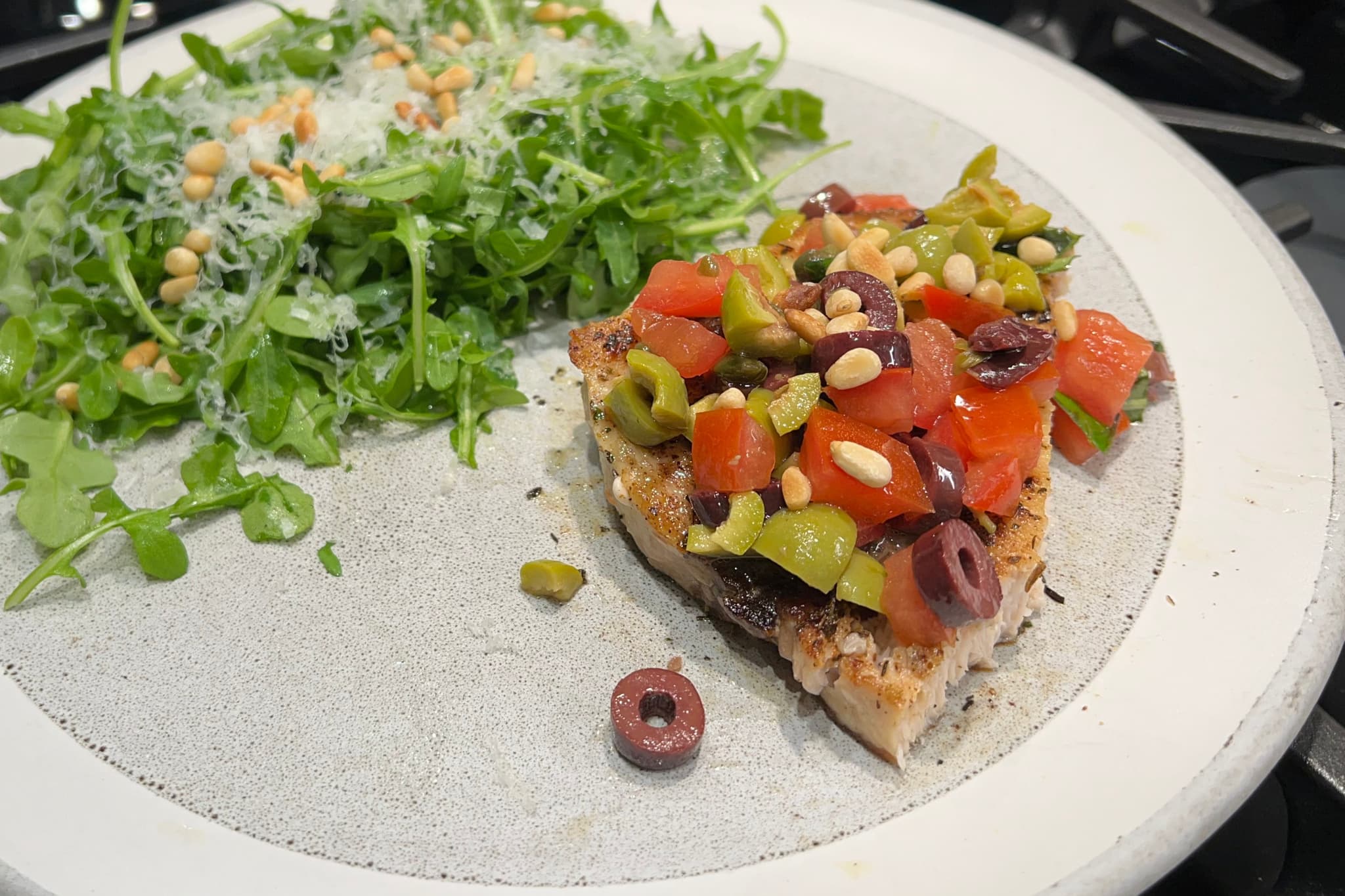 Pan Seared Swordfish with Mediterranean Salsa – Real Food Well